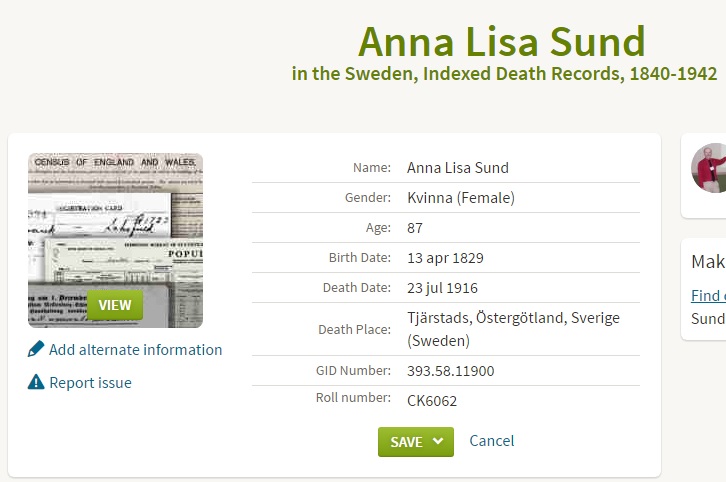 Locating Anna Lisa Eriksdotter…Err Sund – Rootdig